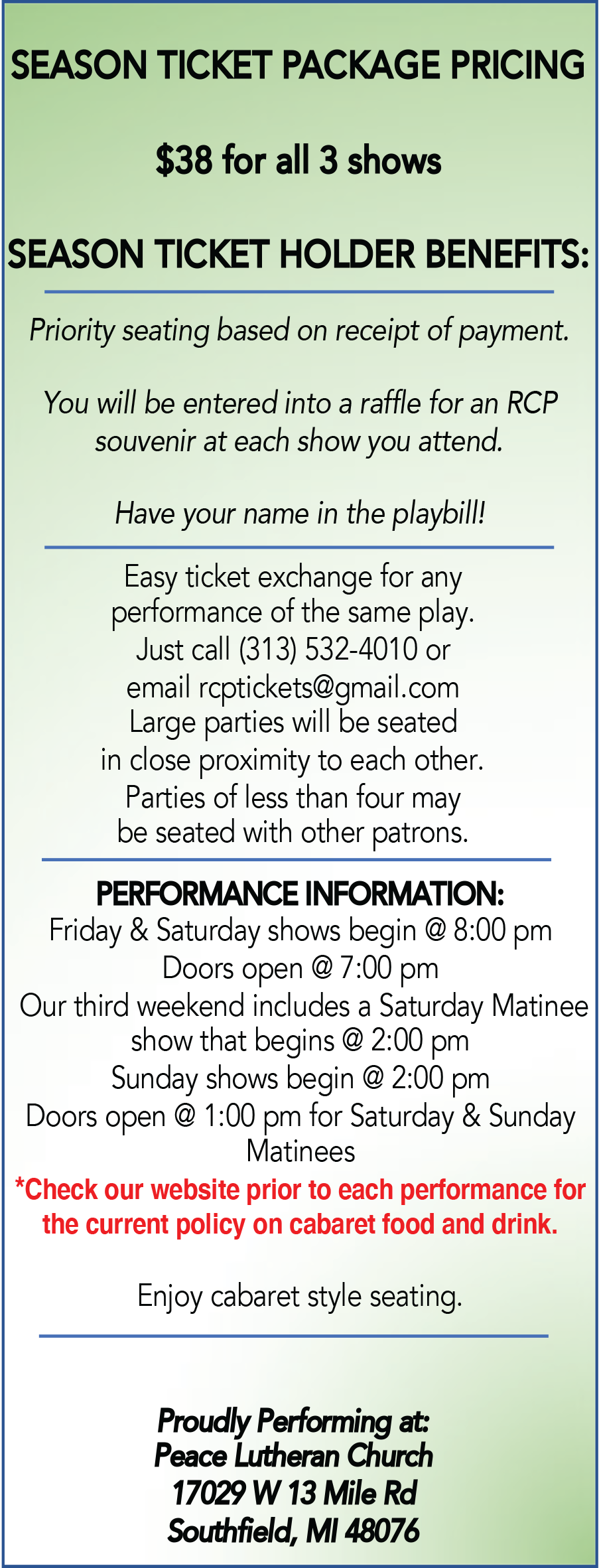 Rosedale Community Players - Season Tickets
